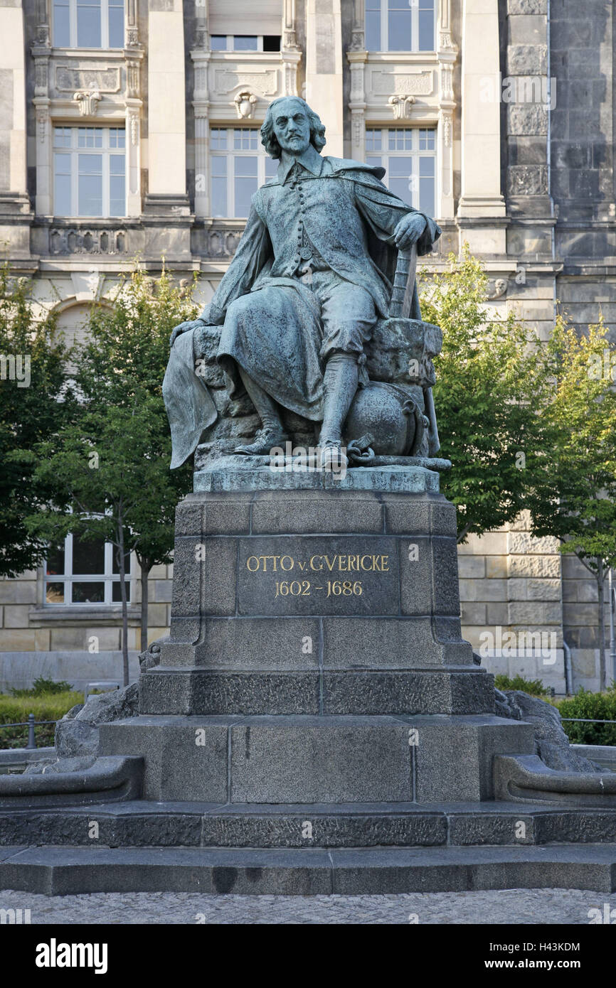 Germany, Saxony-Anhalt, Magdeburg, monument, Otto von Guericke, town, city centre, politician ...