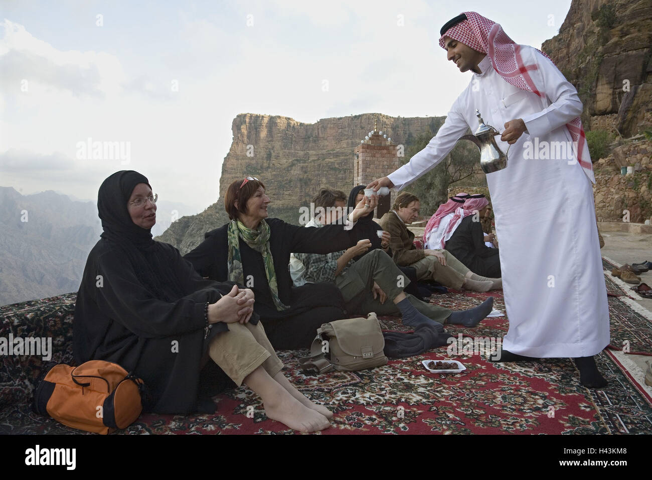 Saudi Arabia, province Asir, Al Wadiyayn, tea terrace, locals, tourists ...