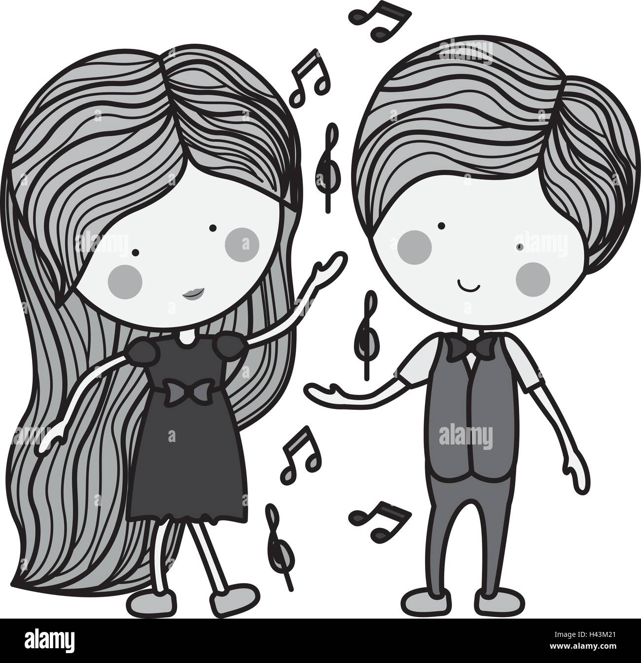 silhouette couple dancing with musical notes Stock Vector Image & Art ...