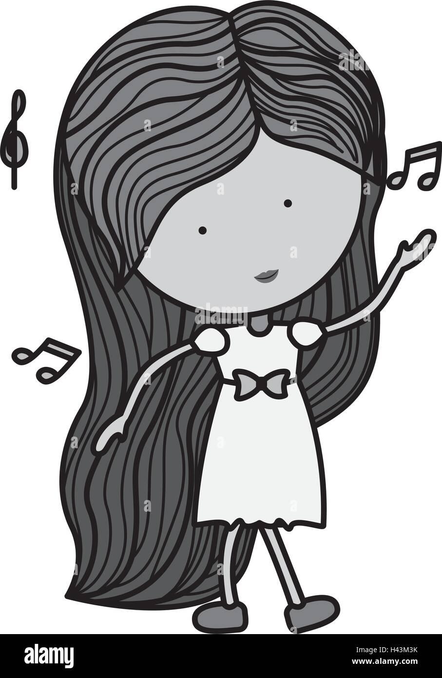 silhouette woman dancing with musical notes Stock Vector Image & Art ...