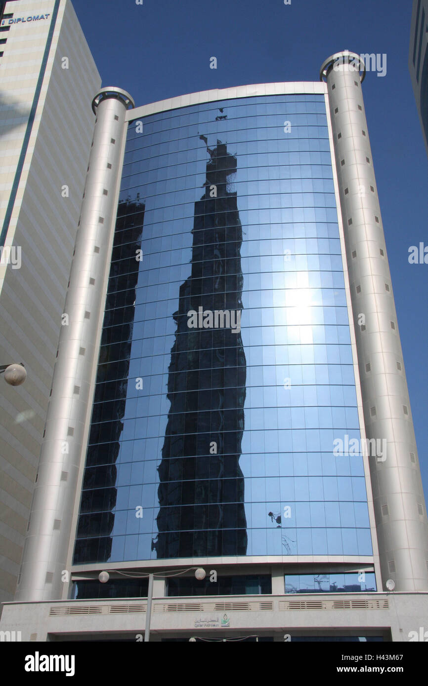 Qatar, Doha, high rises, reflector facade, detail, Qatar, architecture ...