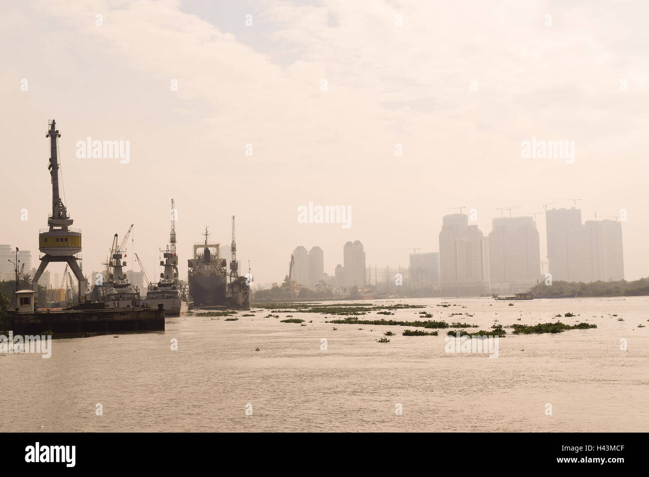 Territory of Ba Son Shipyard on the Saigon River, Ho Chi Minh city ...