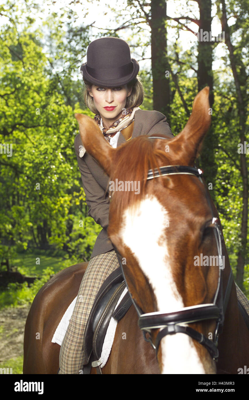 Wood, rider, park, trees, people, woman, breeches, sports jacket, care ...