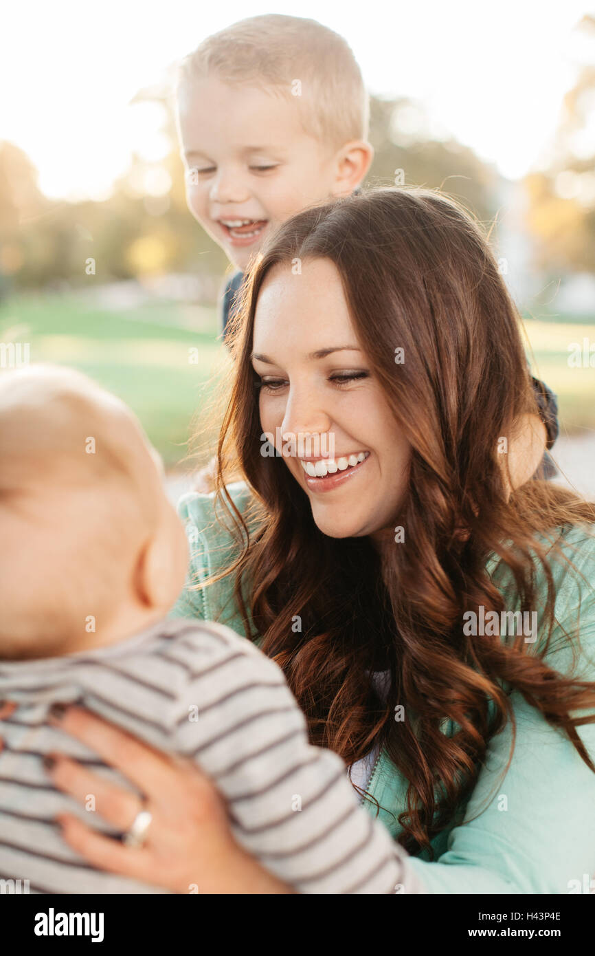 Portrait of a Mother with her two sons Stock Photo - Alamy
