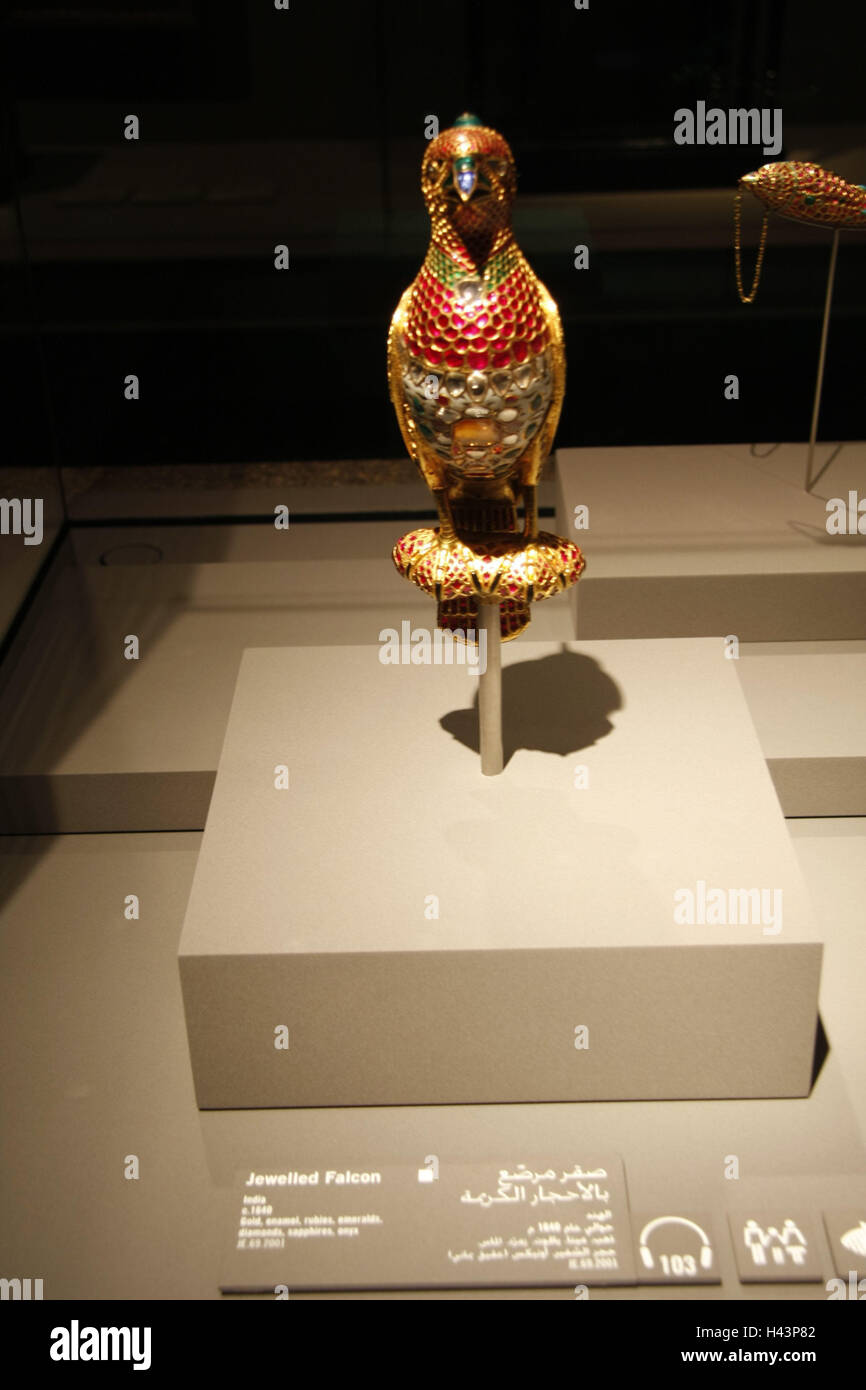 Qatar, Doha, museum Islamic kind, exhibit, Jewelled Falcon, Qatar ...
