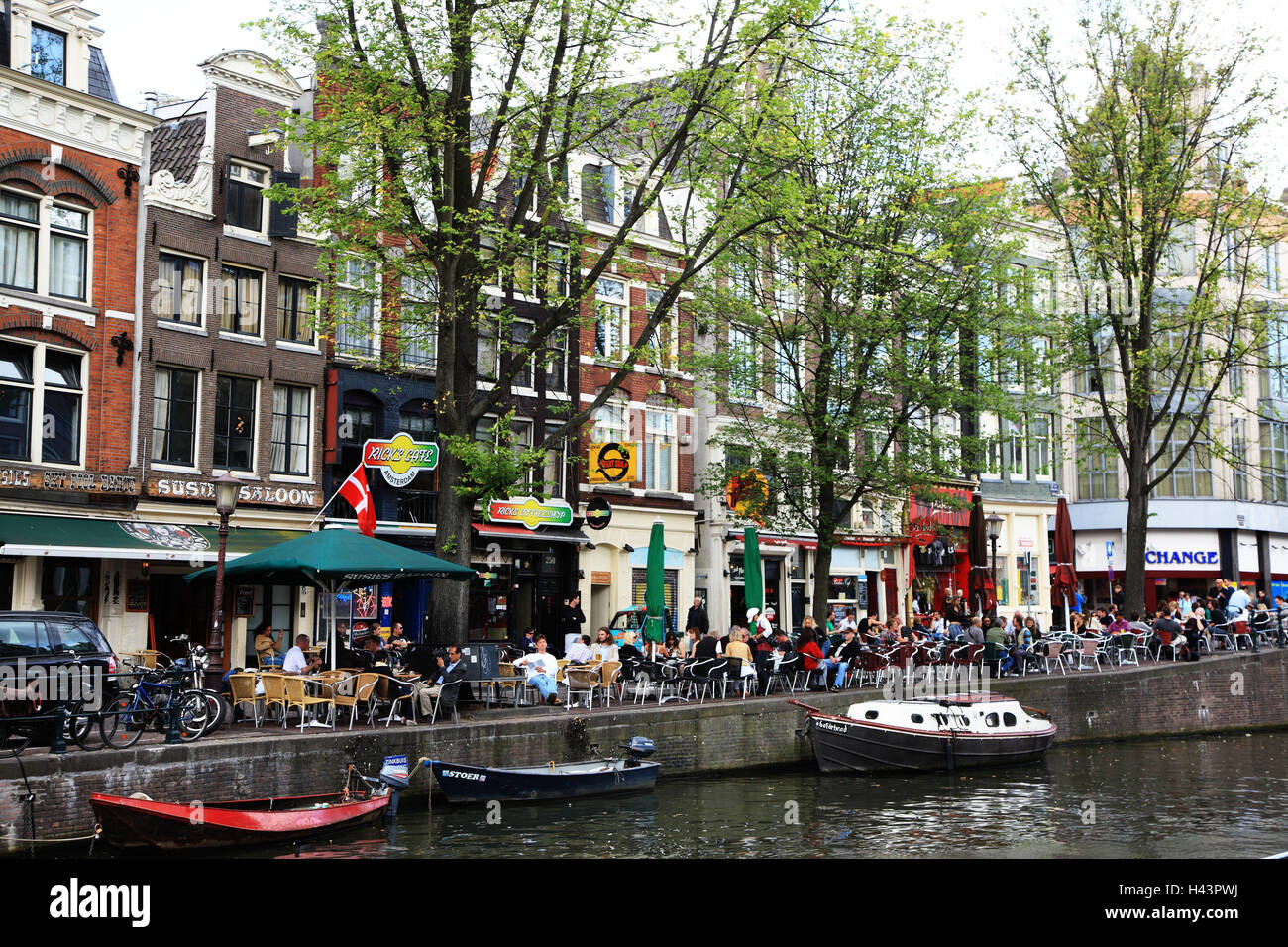 The Netherlands, Amsterdam, channel, boots, cafes, tourists, no model ...