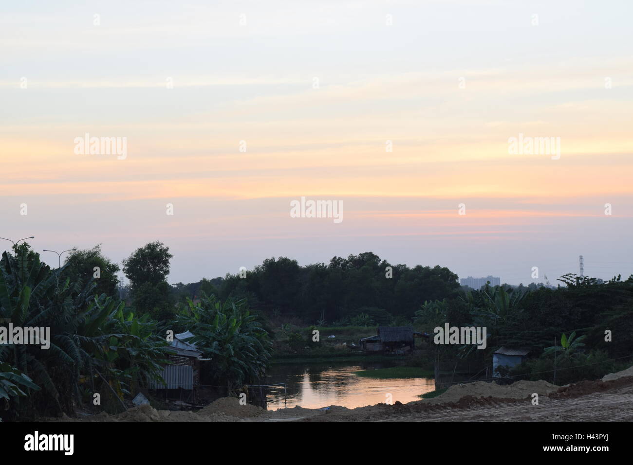 sunset sky with the sun behind the scence Stock Photo - Alamy