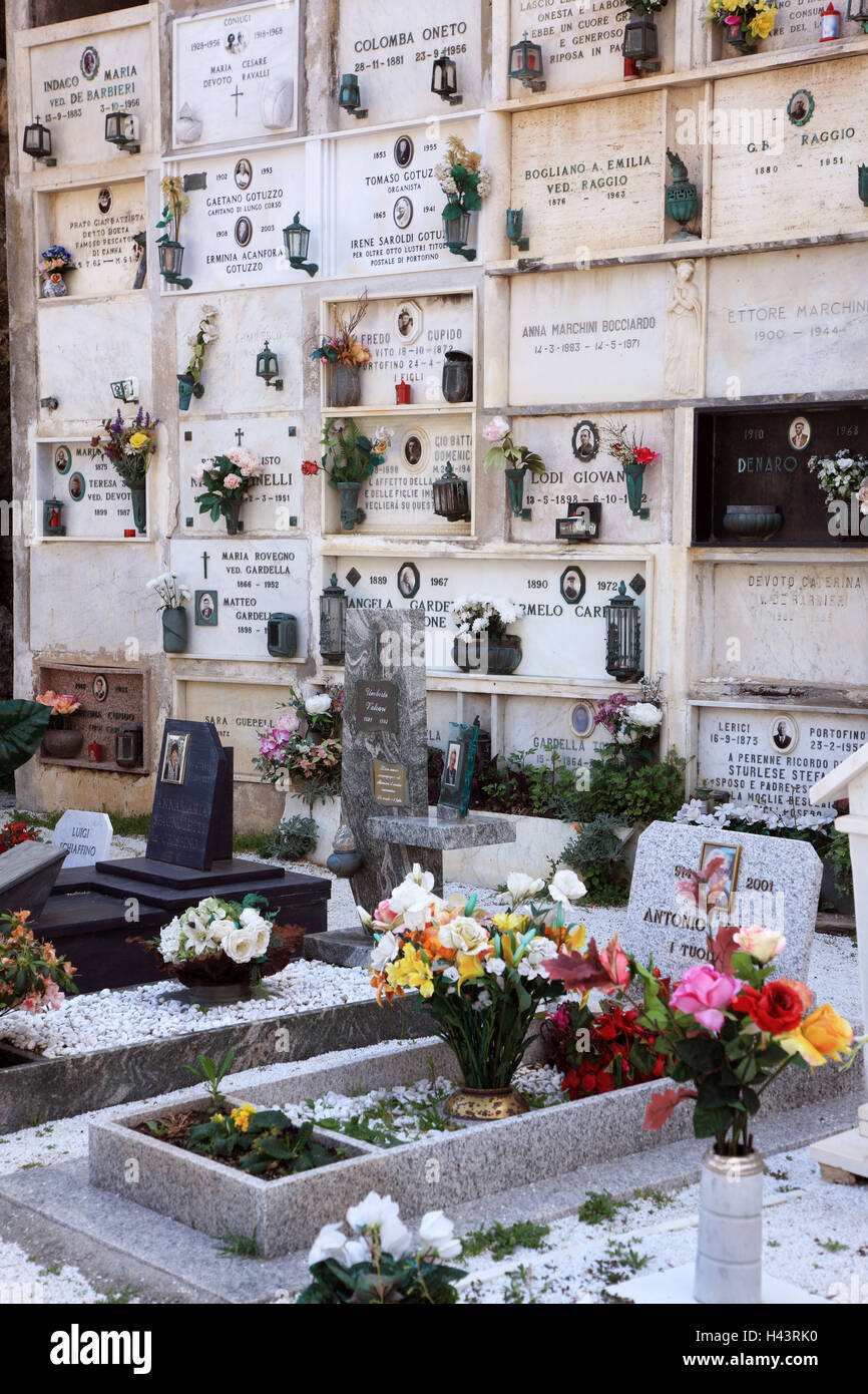 Europe, Italy, Liguria, Portofino, cemetery, urn-graves Stock Photo - Alamy