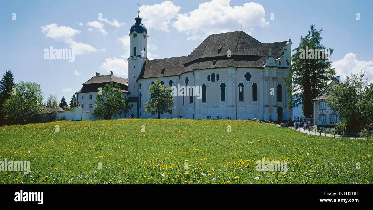 Germany, Bavaria, Steingaden, Wieskirche, tourist, spring, Upper ...