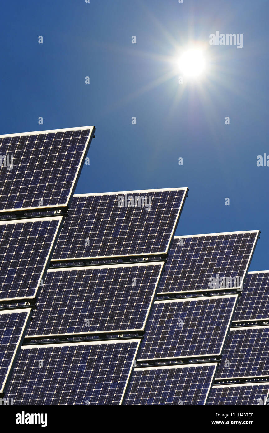 Meadow, solar collectors, solar cells, detail, the sun Stock Photo - Alamy