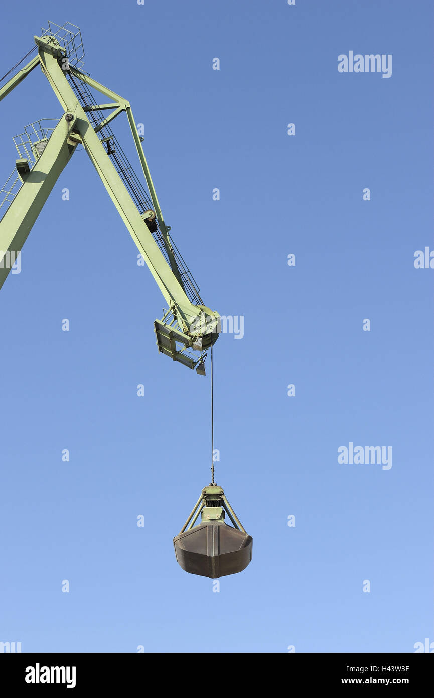 Crane, men at work, claw arm, detail, heaven, blue Stock Photo - Alamy