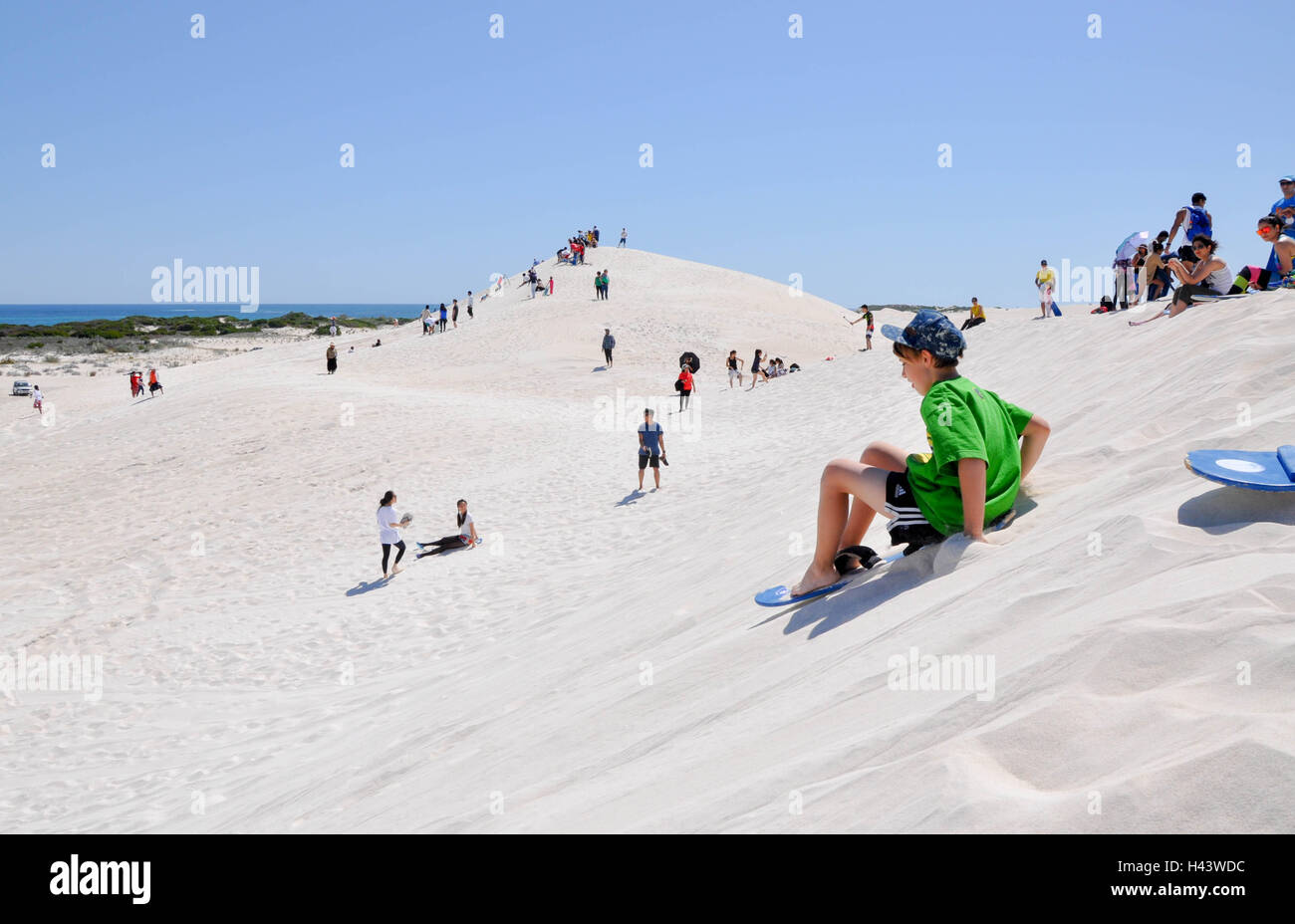 Lancelin,WA,Australia-September 28,2015:Tourists at the white Lancelin ...