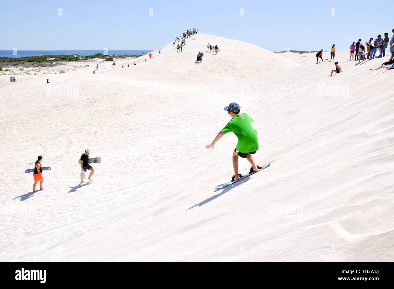 Lancelin,WA,Australia-September 28,2015:Tourists at the white Lancelin ...
