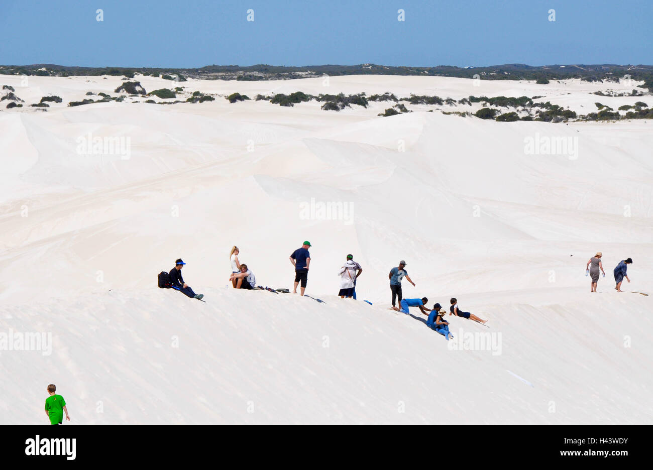 Lancelin,WA,Australia-September 28,2015:Tourists at the white Lancelin ...