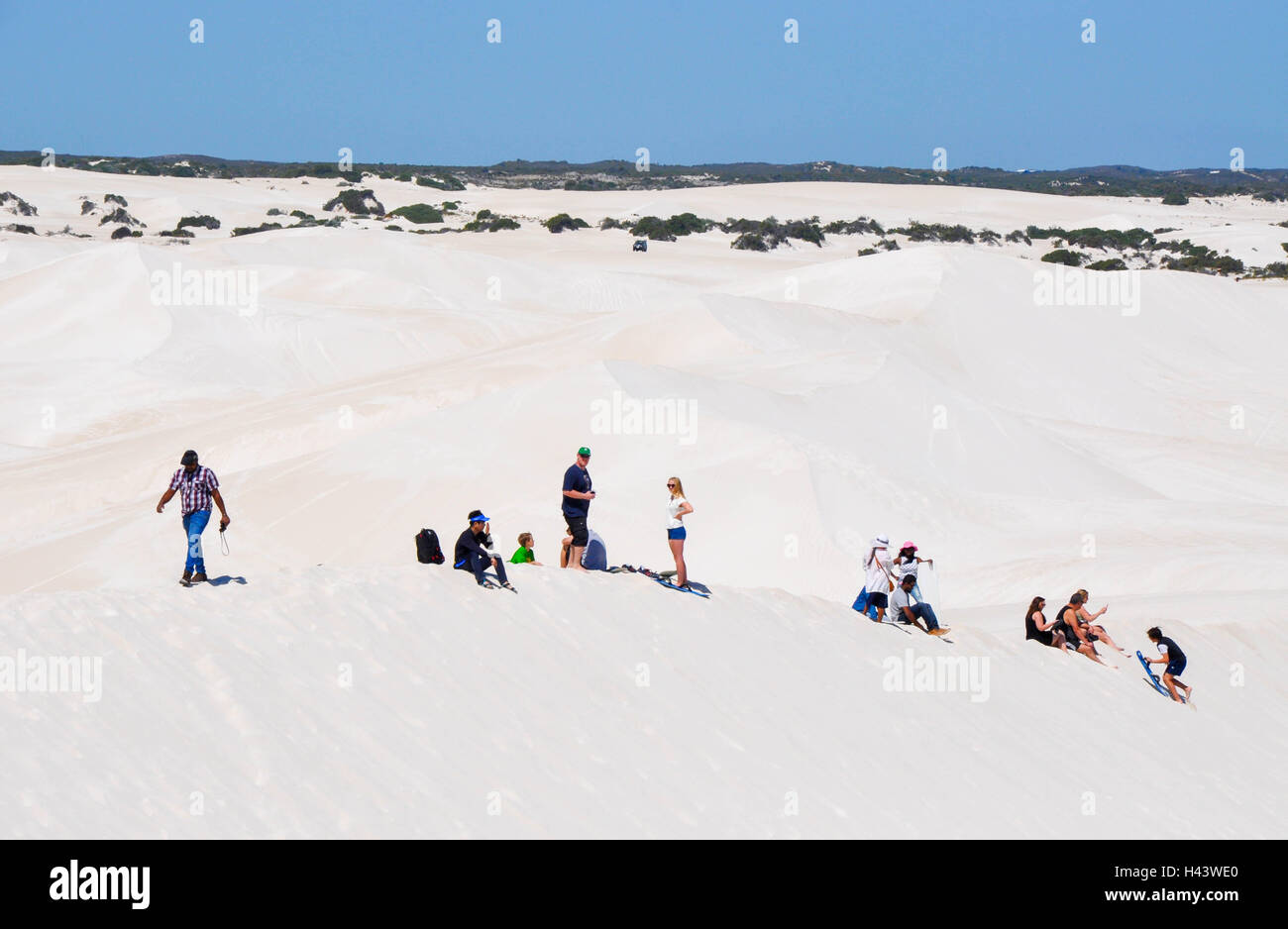 Lancelin,WA,Australia-September 28,2015:Tourists at the white Lancelin ...