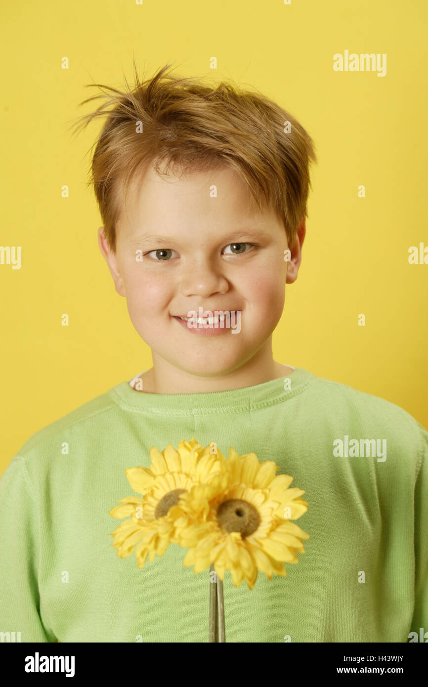 Boy with yellow flowers hi-res stock photography and images - Alamy
