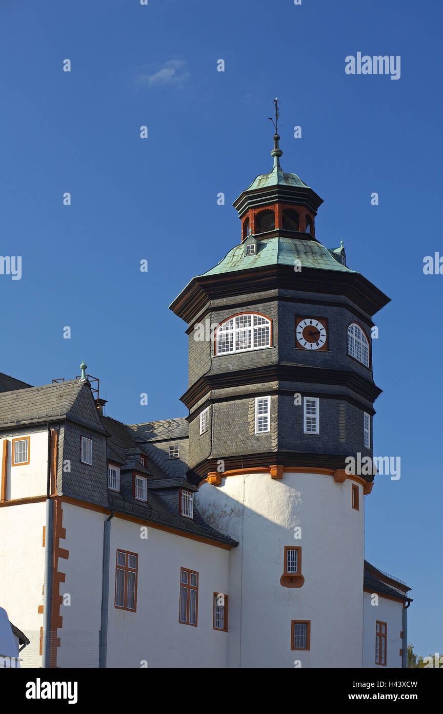 Germany, Hessen, Schwalmstadt, goat grove, prison, detail, tower ...