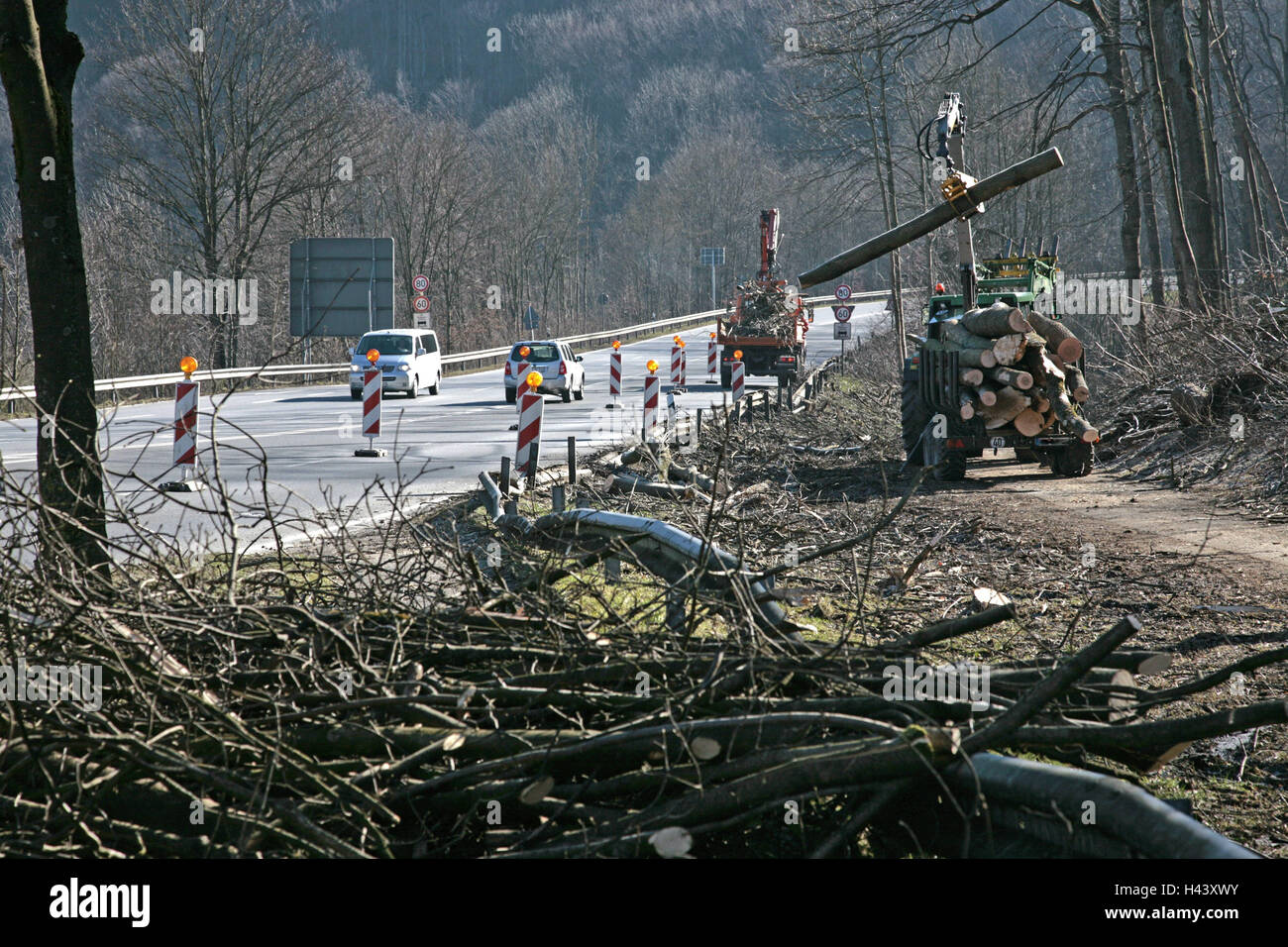 Germany, Bavaria, Landshut, barrack mountain, attack damages, clearing ...