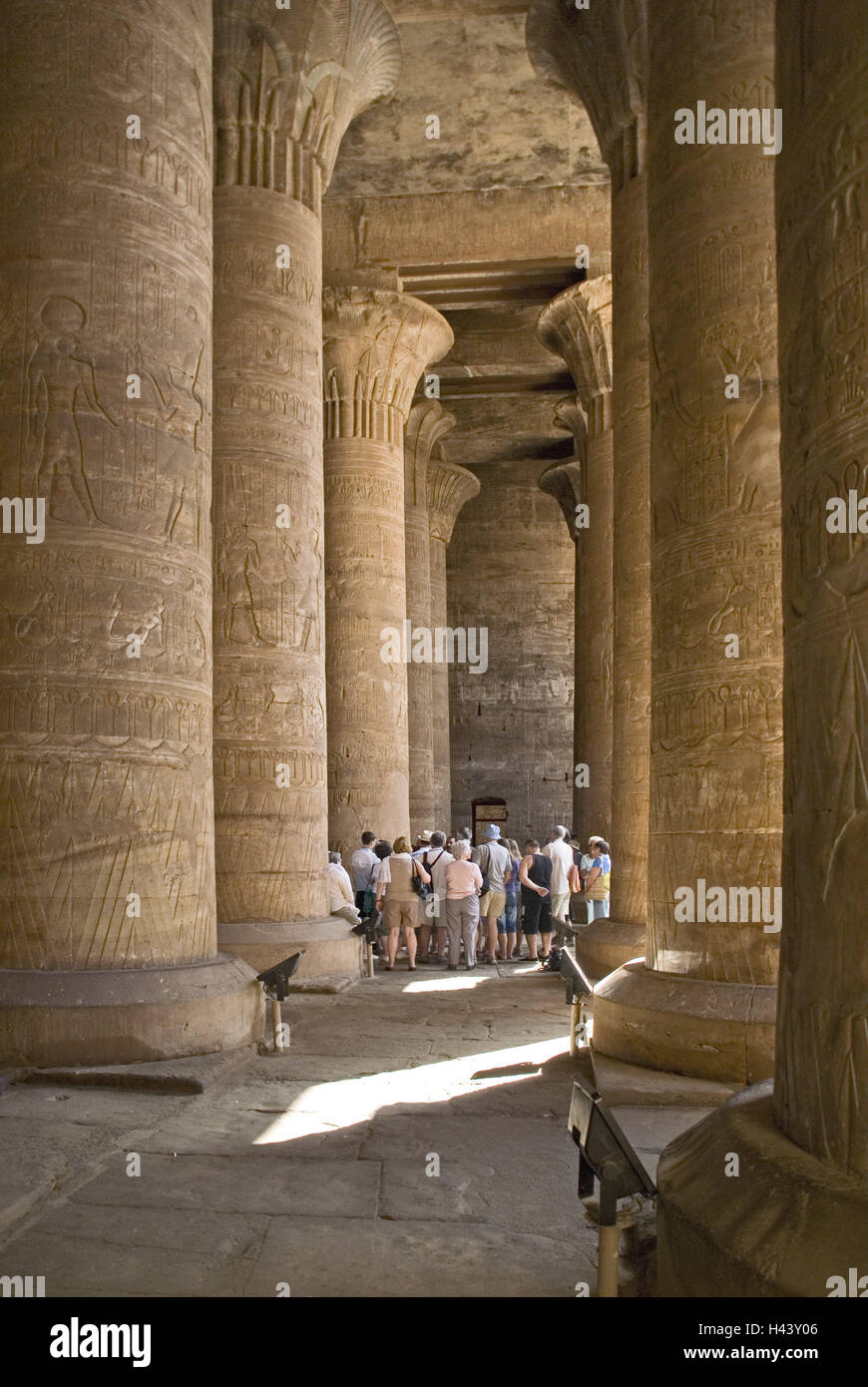 Egypt, Edfu, Horus temple, portico, tourist, Upper Egypt, Idfu, art ...