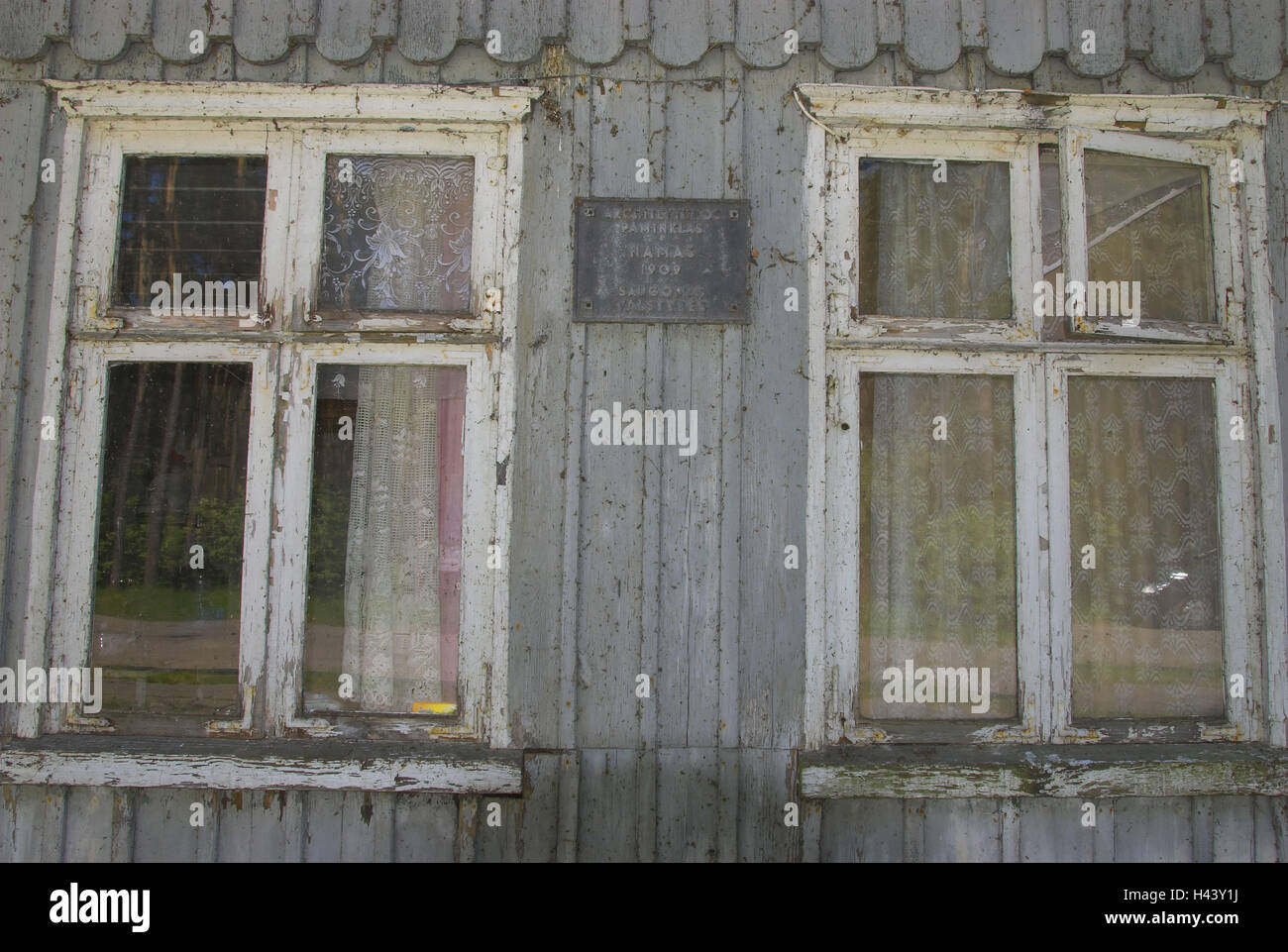 House, facade, old, detail, Pervalka, national park health resort broad ...