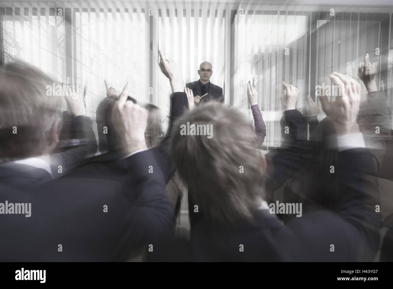 Seminar, participant, hand messages, lecturer, blur Stock Photo - Alamy