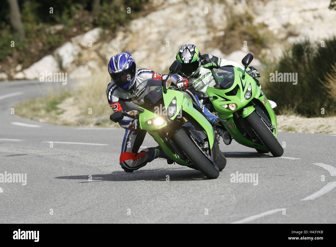 Country road, motorcycles, Kawasaki ZX10, journey, bend Stock Photo - Alamy