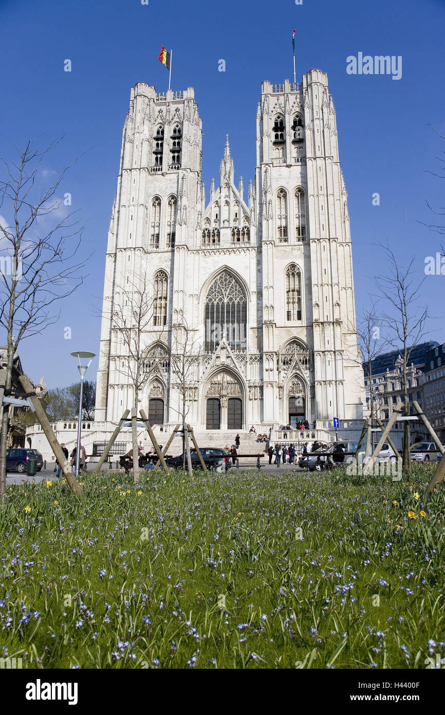 Belgium, Brussels, cathedral piece Michael and piece Gudula, Europe ...