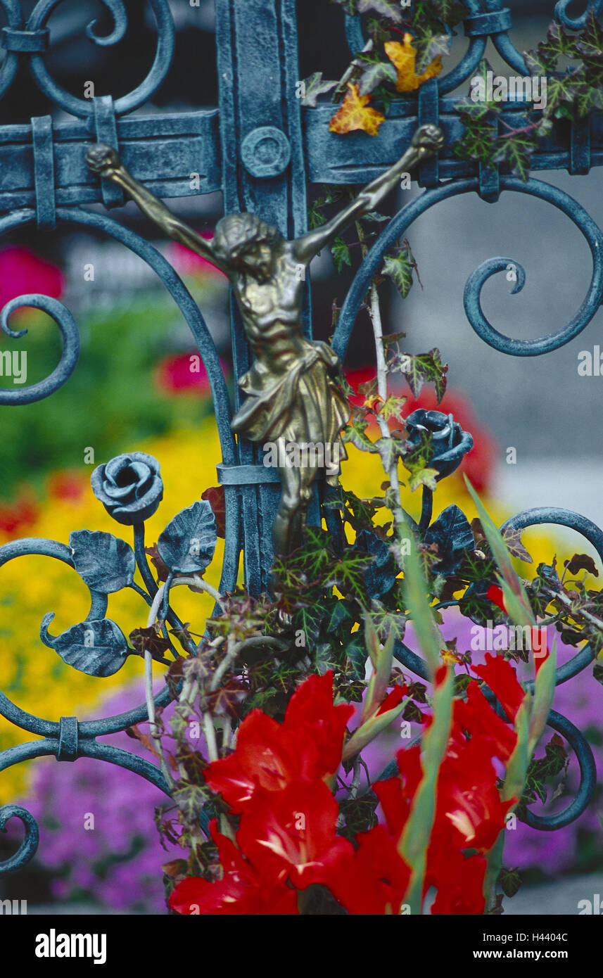 Cemetery, crucifix, detail, tomb, tomb, decoration, figure, cross, tomb ...