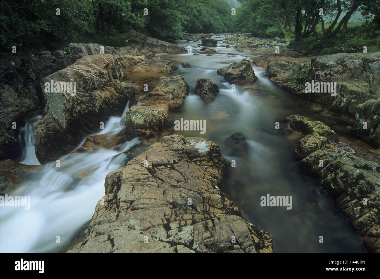 Great Britain, Scotland, fort William, Glen Nevis, river, rock, flow ...