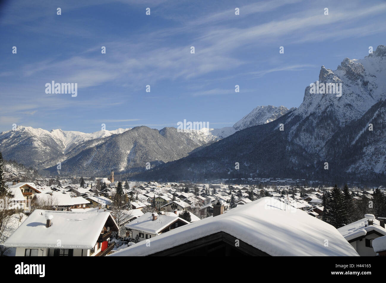 Germany, Upper Bavaria, Mittenwald, local overview, winter, Bavaria ...