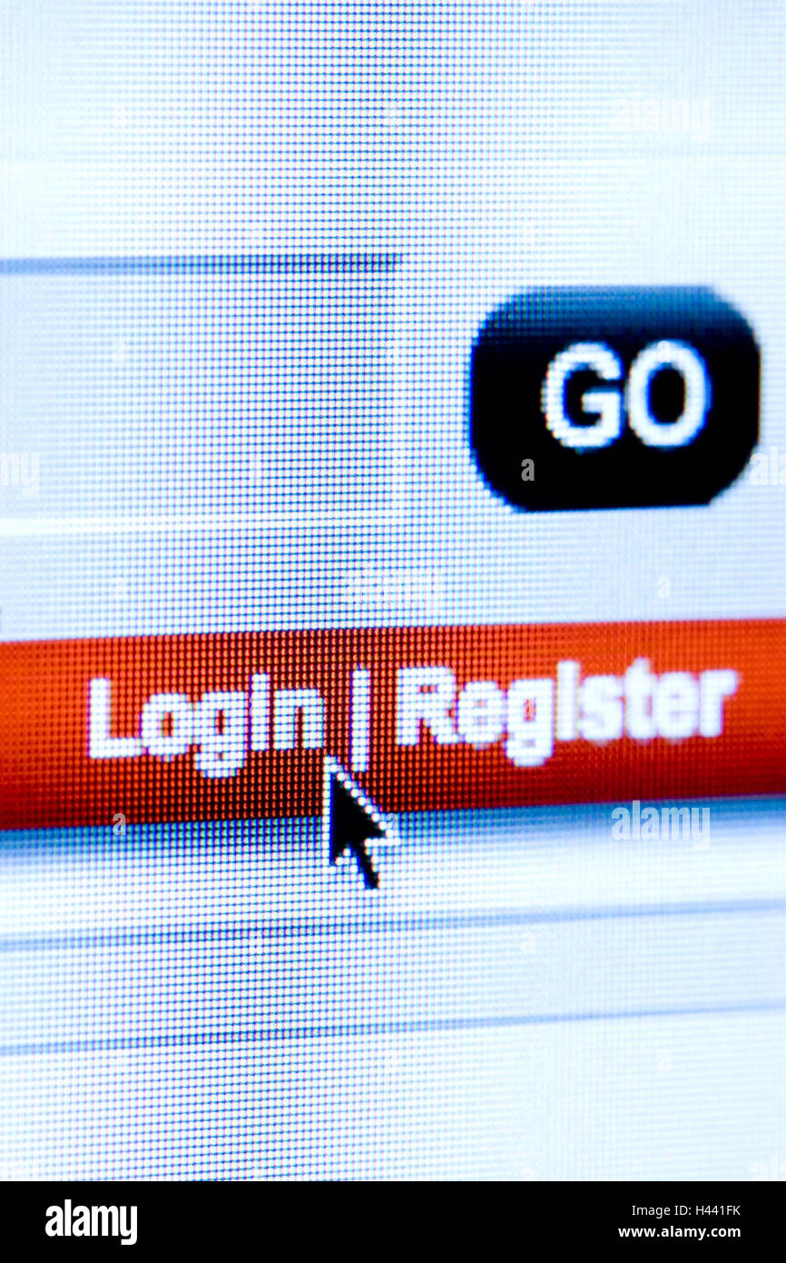 Display, registration, login, mouse pointer, close up Stock Photo - Alamy