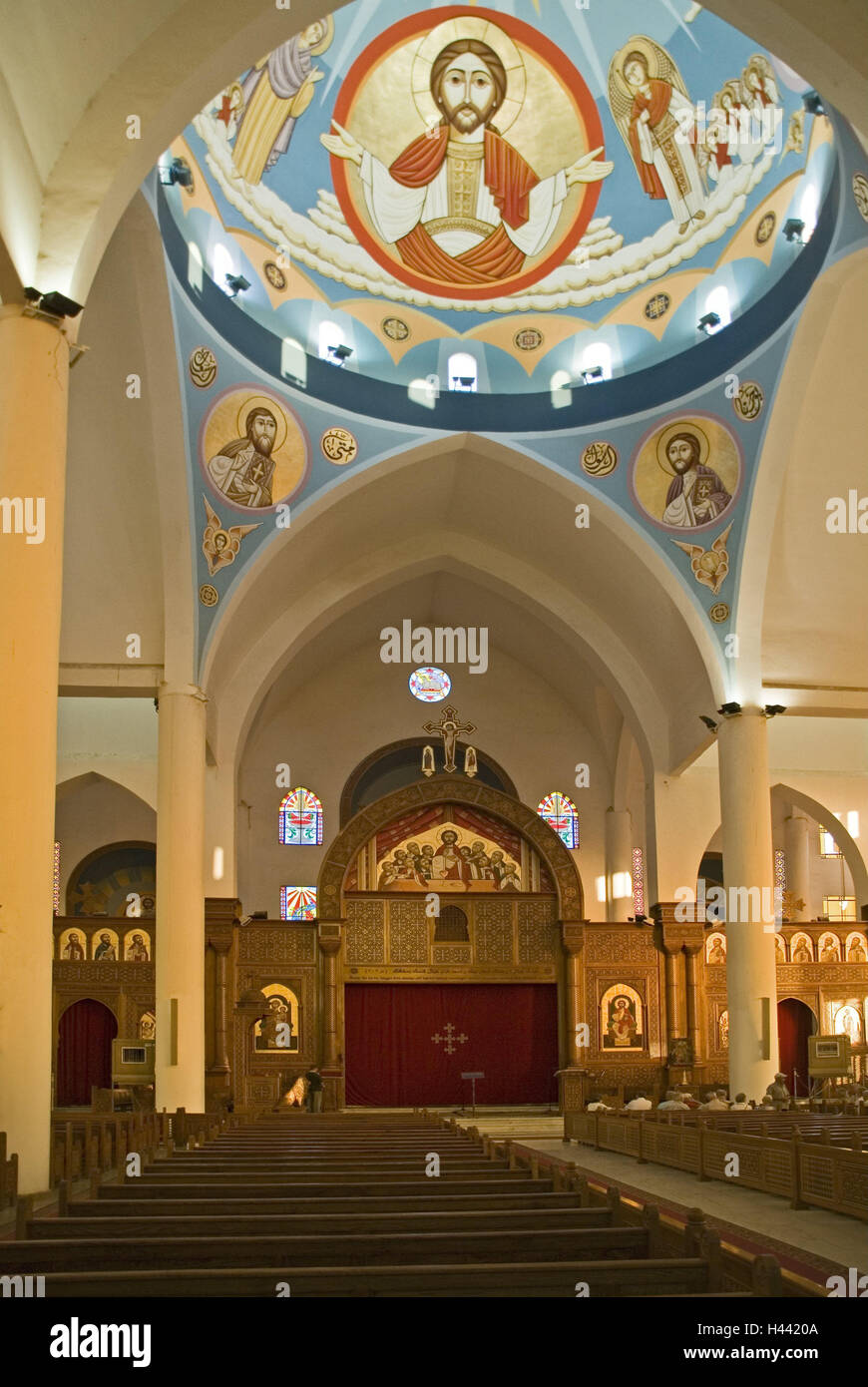 Egypt, Aswan, church, Coptic, interior, dome picture, Christ, Africa ...