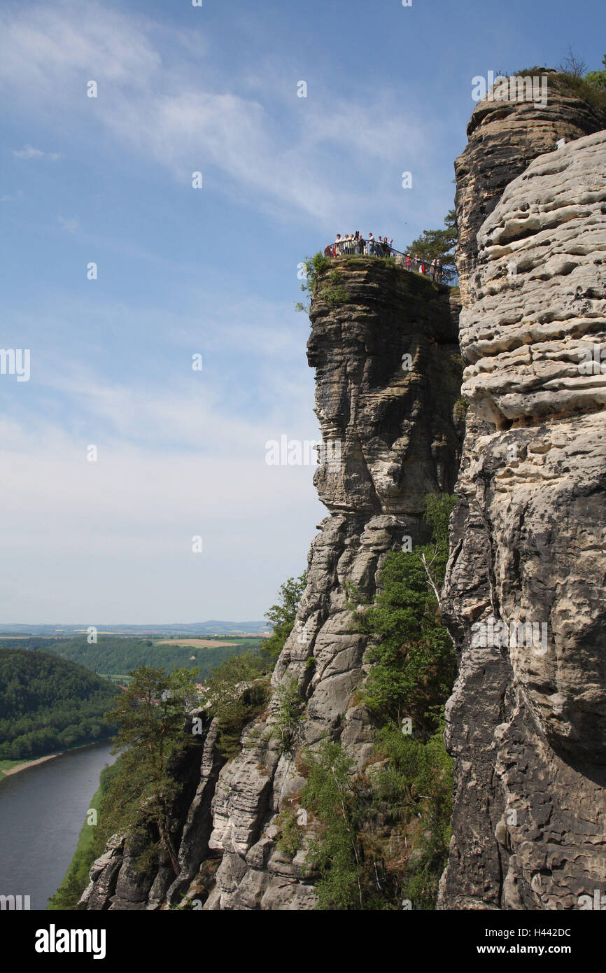 Germany, Saxon Switzerland, Elbsandsteingebirge, bastion, rock, lookout ...
