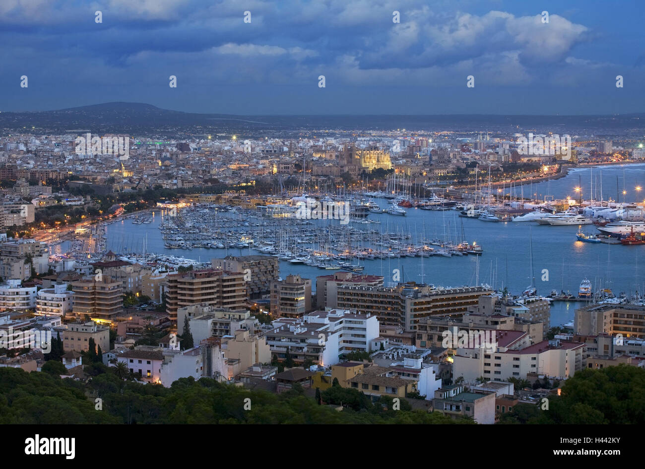 Spain, the Balearic Islands, island Majorca, Palma, town view, harbour ...