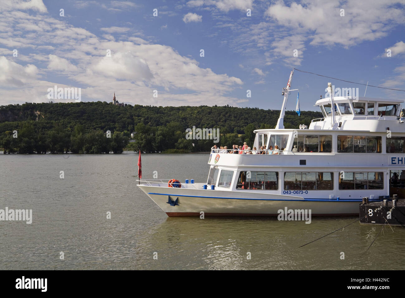 Germany, Hessen, river Rhine, ship, detail, scenery, navigation ...