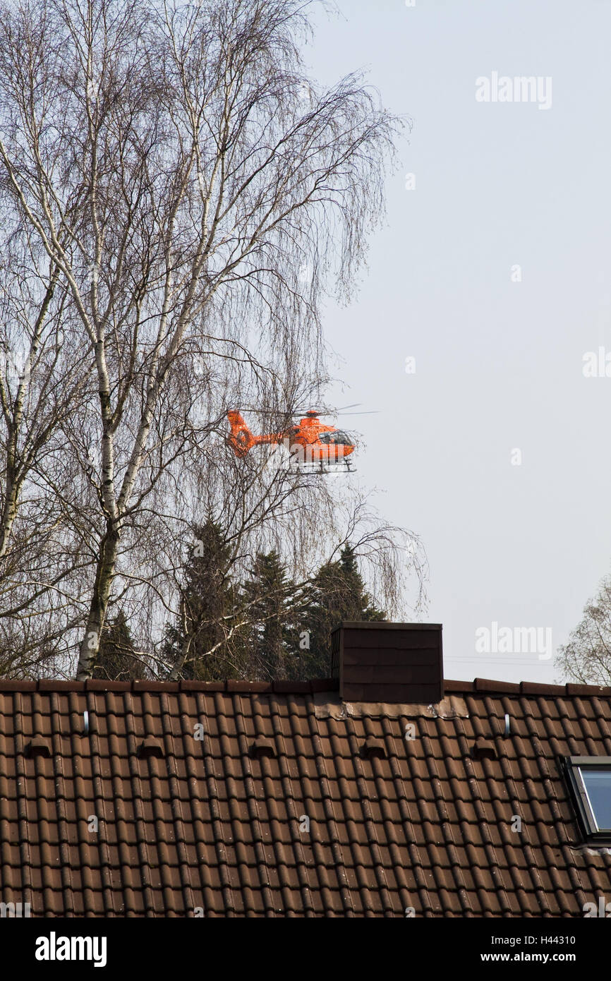 Helicopters, fly, house, roof, detail, outside, rescue, accident ...