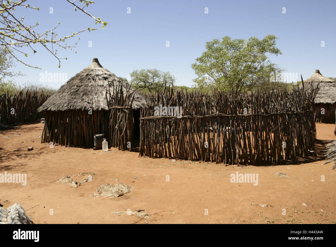 Namibia, hut, fence, branches, Africa, wooden hut, village ...