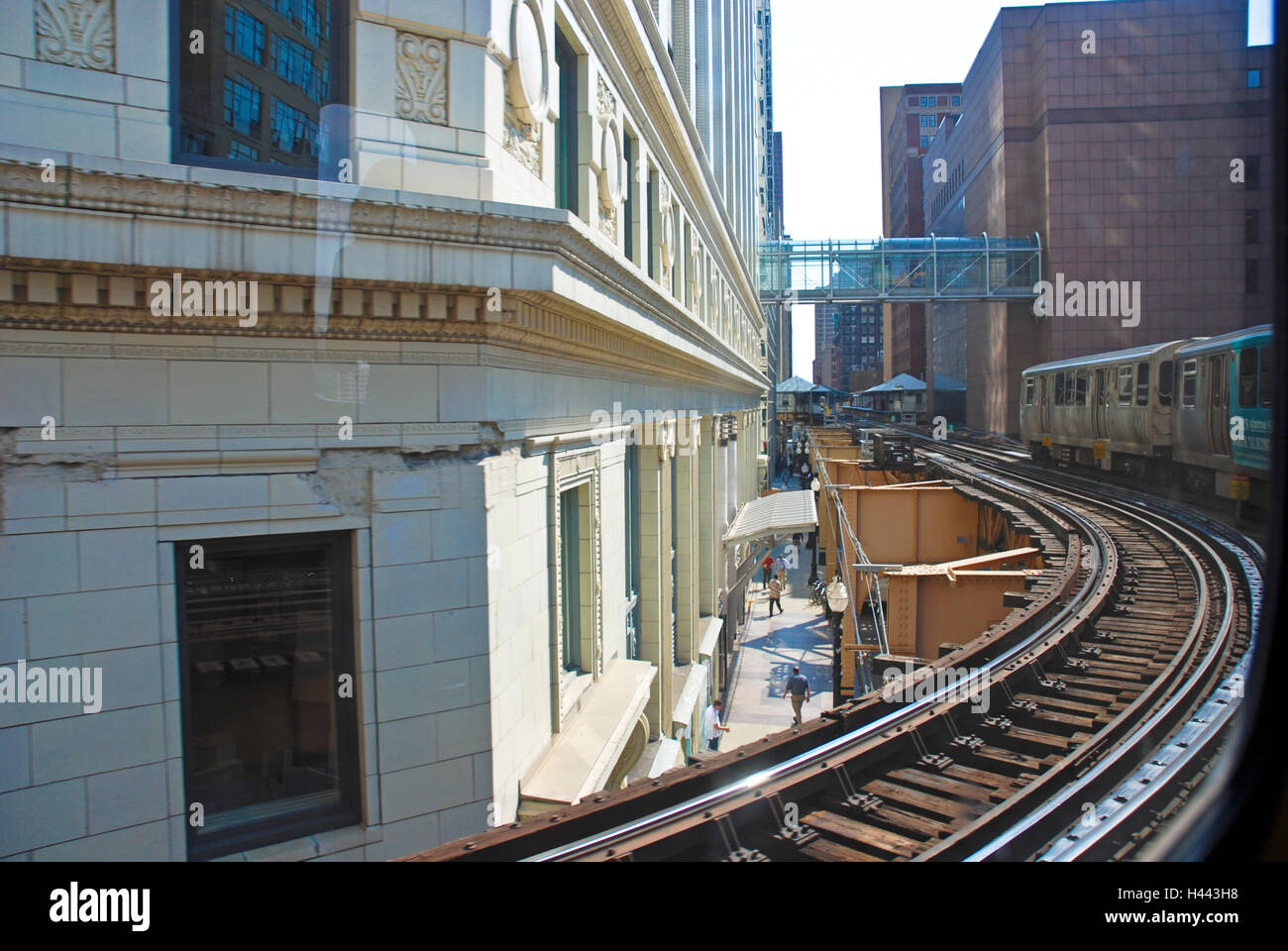 View from a window of a train on Chicago Loop elevated railroad Stock ...