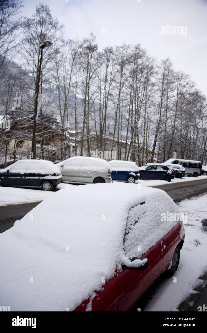 Cars, snowy, Chamonix, Haute-Savoie, France Stock Photo - Alamy