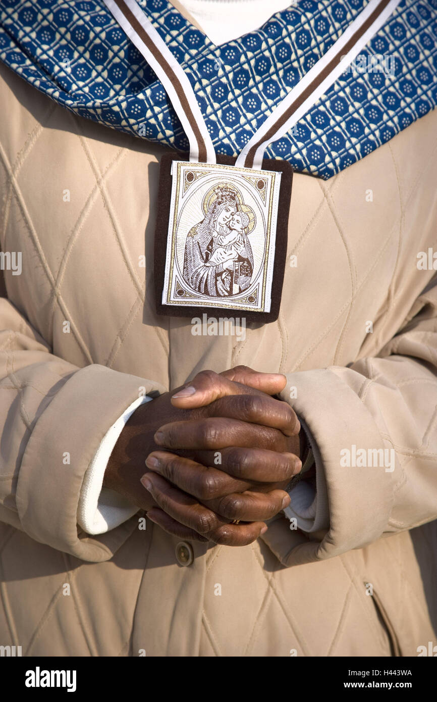 Believers, pray, medium close-up, detail, Lourdes, France Stock Photo ...