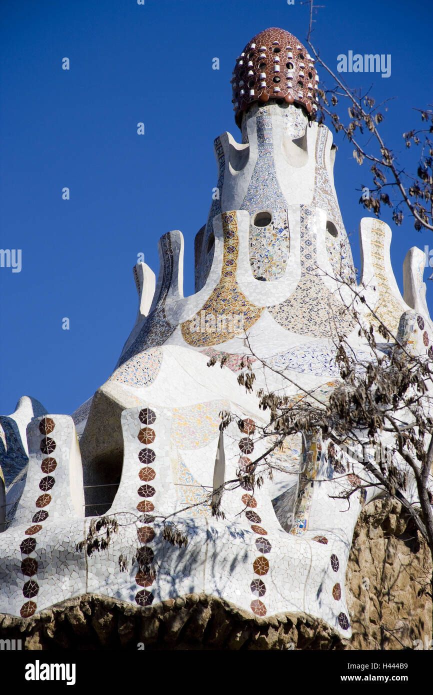 Park Guell Antonio Gaudi, Barcelona, Spain, building, mosaic Stock ...