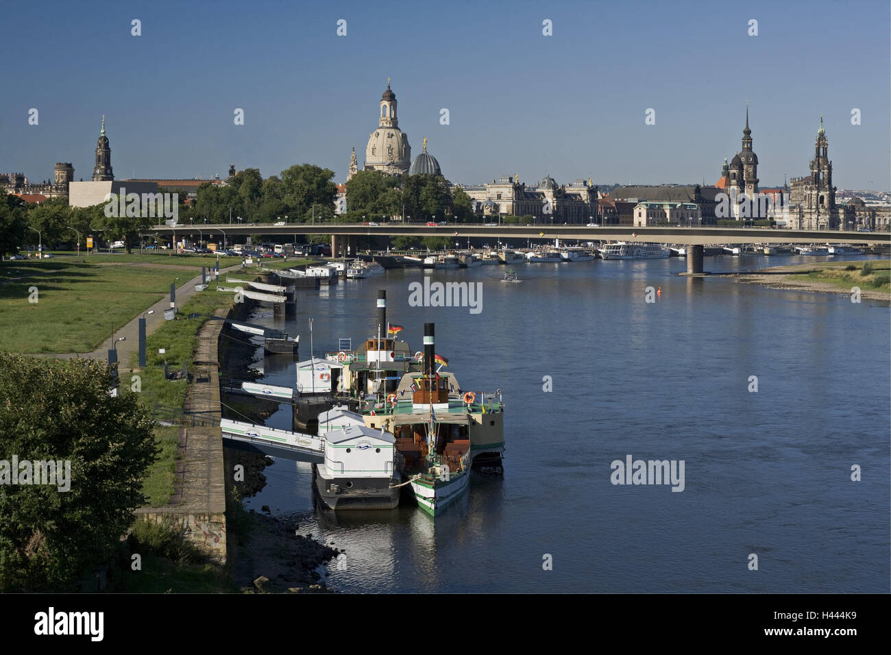 Germany, Saxony, Dresden, town view, the Elbe, Church Our Lady Stock ...