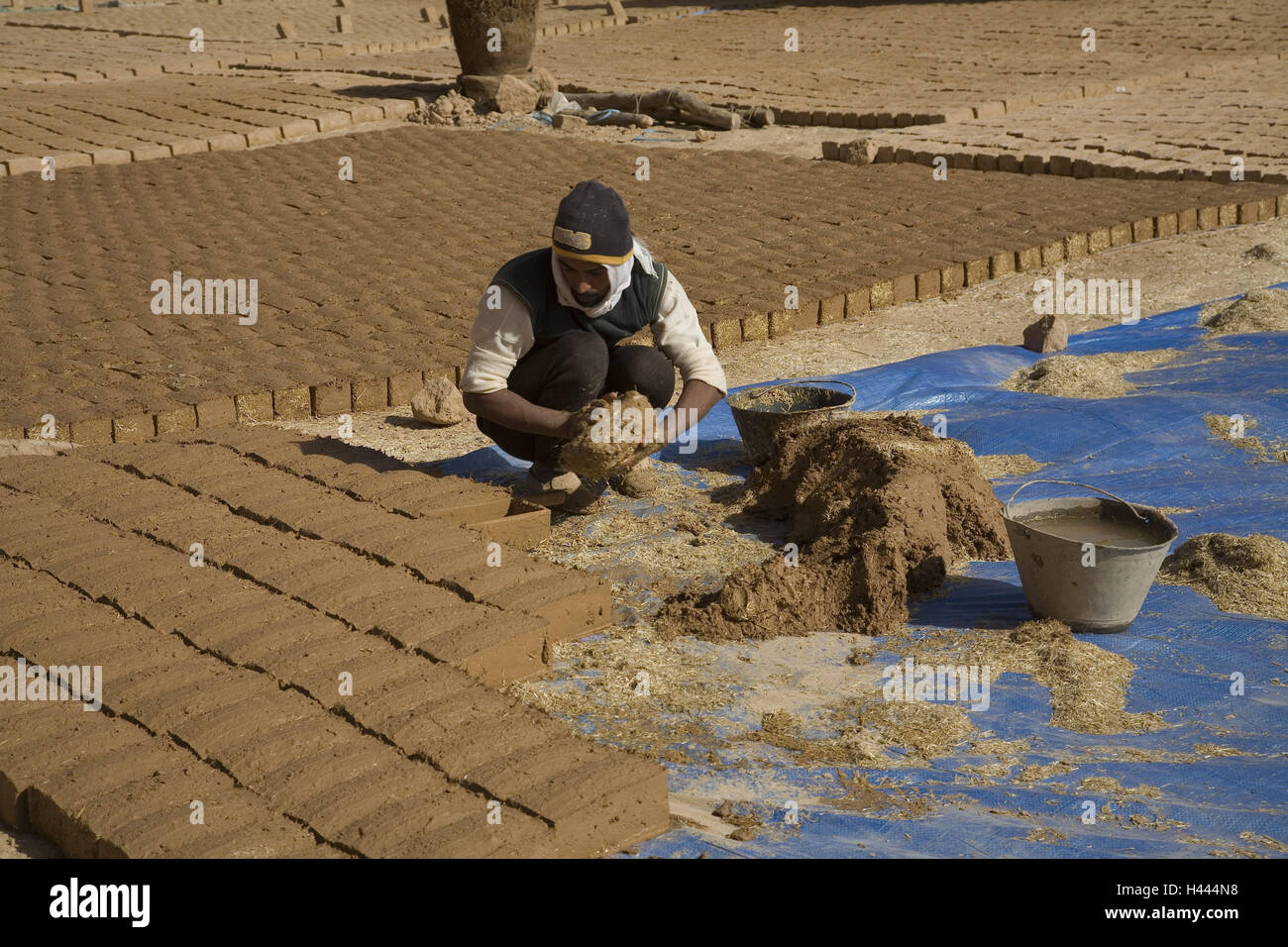 Saudi Arabia, Al-Ula, clay brick production, worker, person, man, work ...