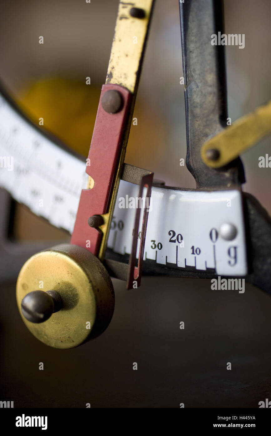 Scales, old, weight display, detail Stock Photo - Alamy