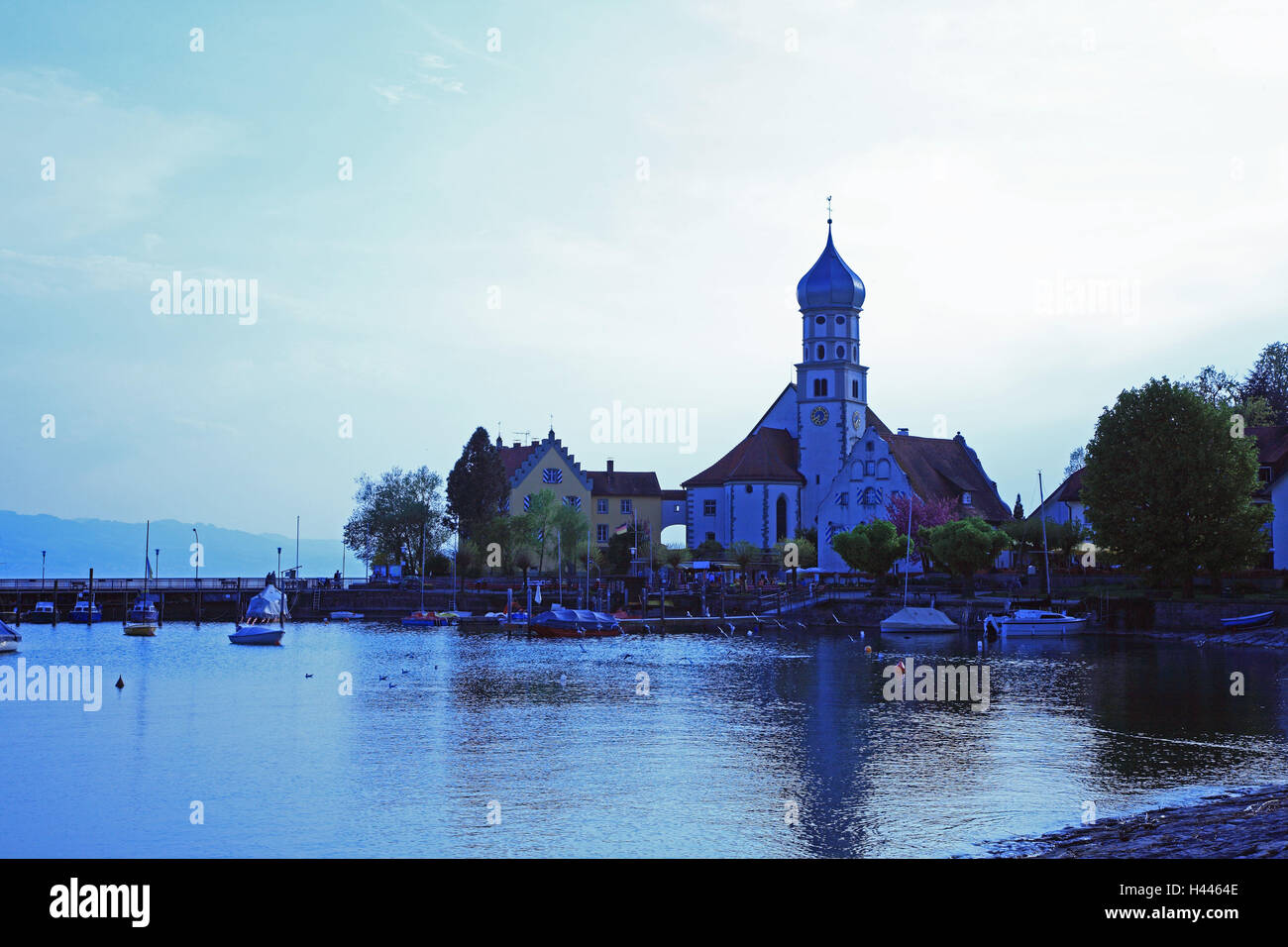 Germany, Bavaria, water castle, local view, church, Lake Constance ...