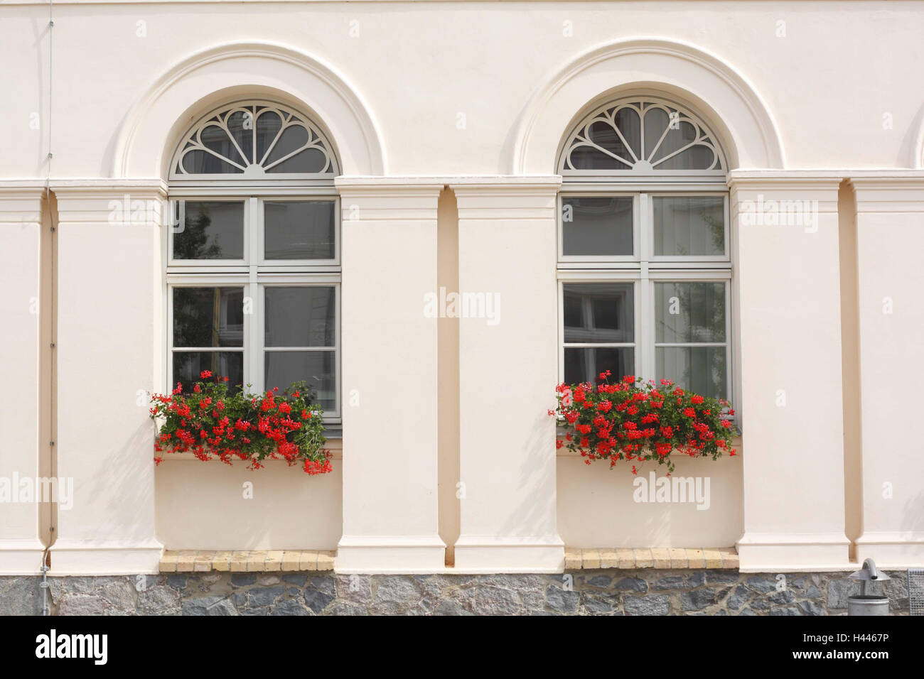 Germany, Mecklenburg-West Pomerania, Neustrelitz, baroque facade, window, floral decoration ...
