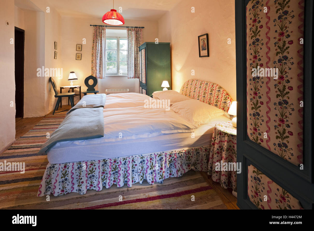 Austria, Lower Austria, Ernegg, gardener's house, bedroom Stock Photo ...