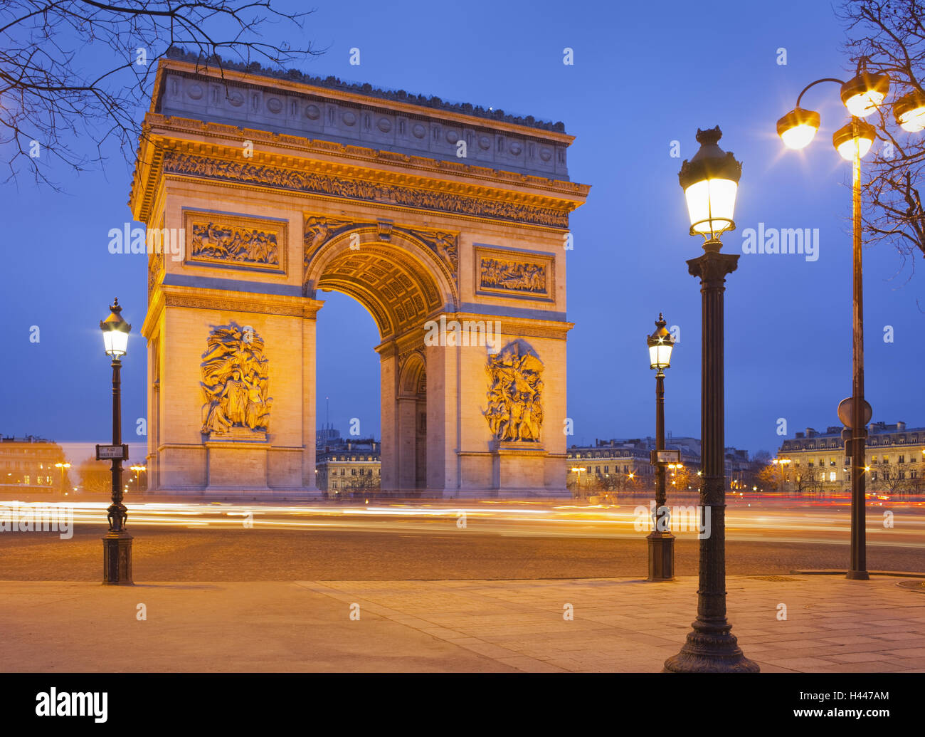 France, Paris, Arc de Triomphe, lighting, evening Stock Photo - Alamy