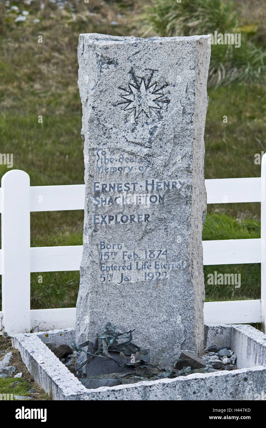 Südgeorgien, Grytviken, gravestone, Ernest Henry Shackleton Stock Photo ...