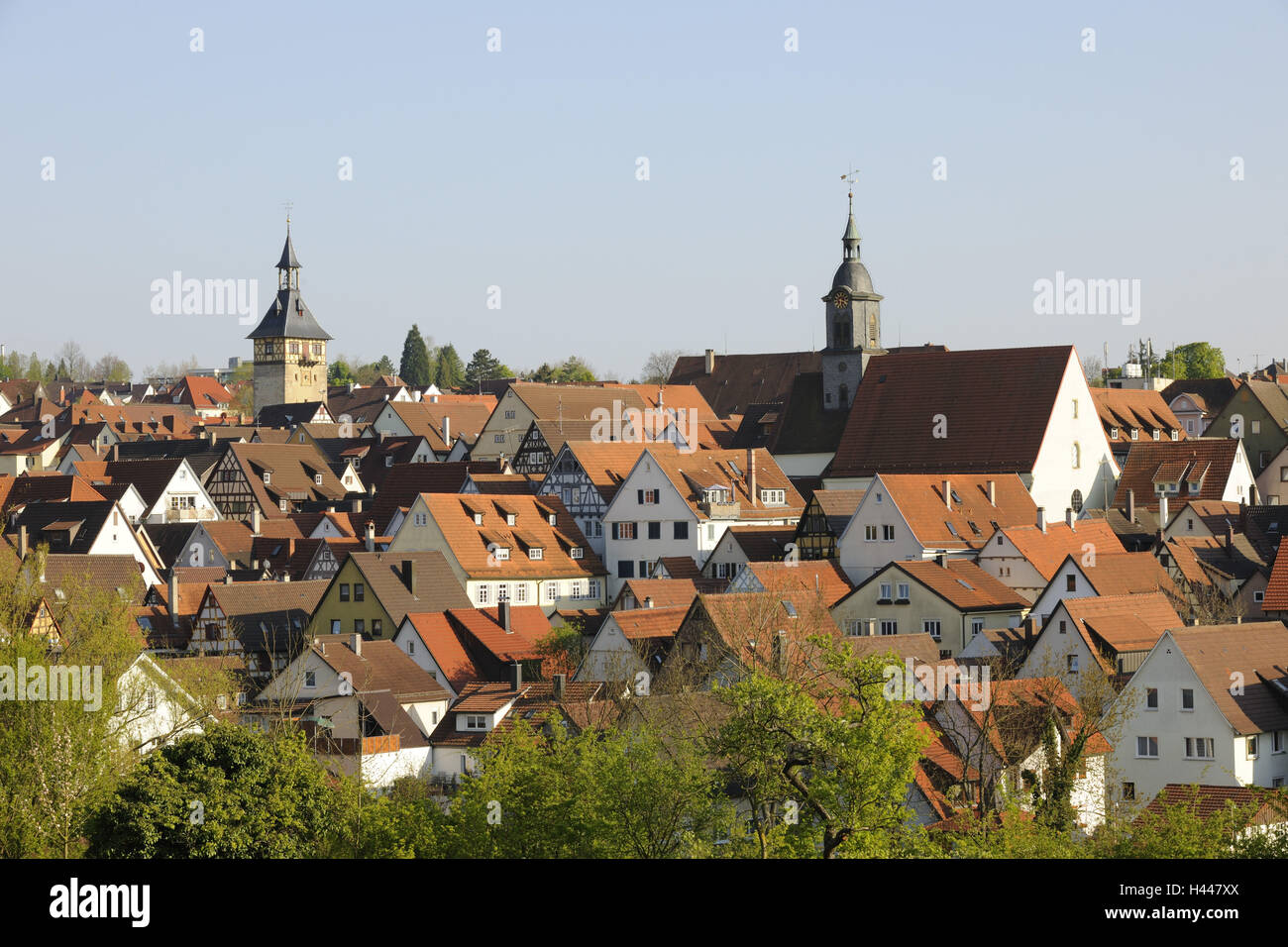 Germany, Baden-Wurttemberg, Marbach (town) at the neckar (river), town ...